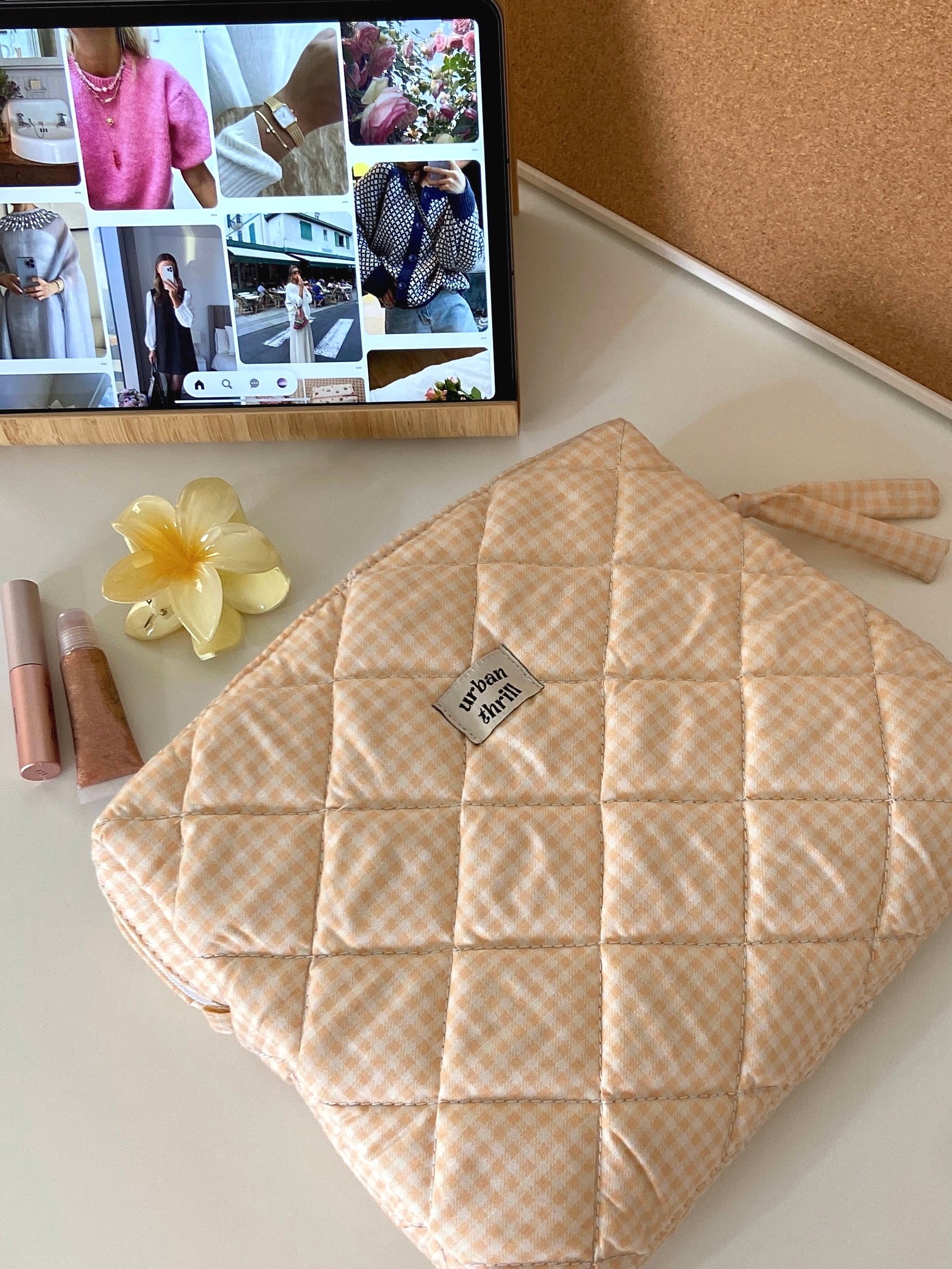 Peach Gingham iPad Sleeve – URBAN THRILL