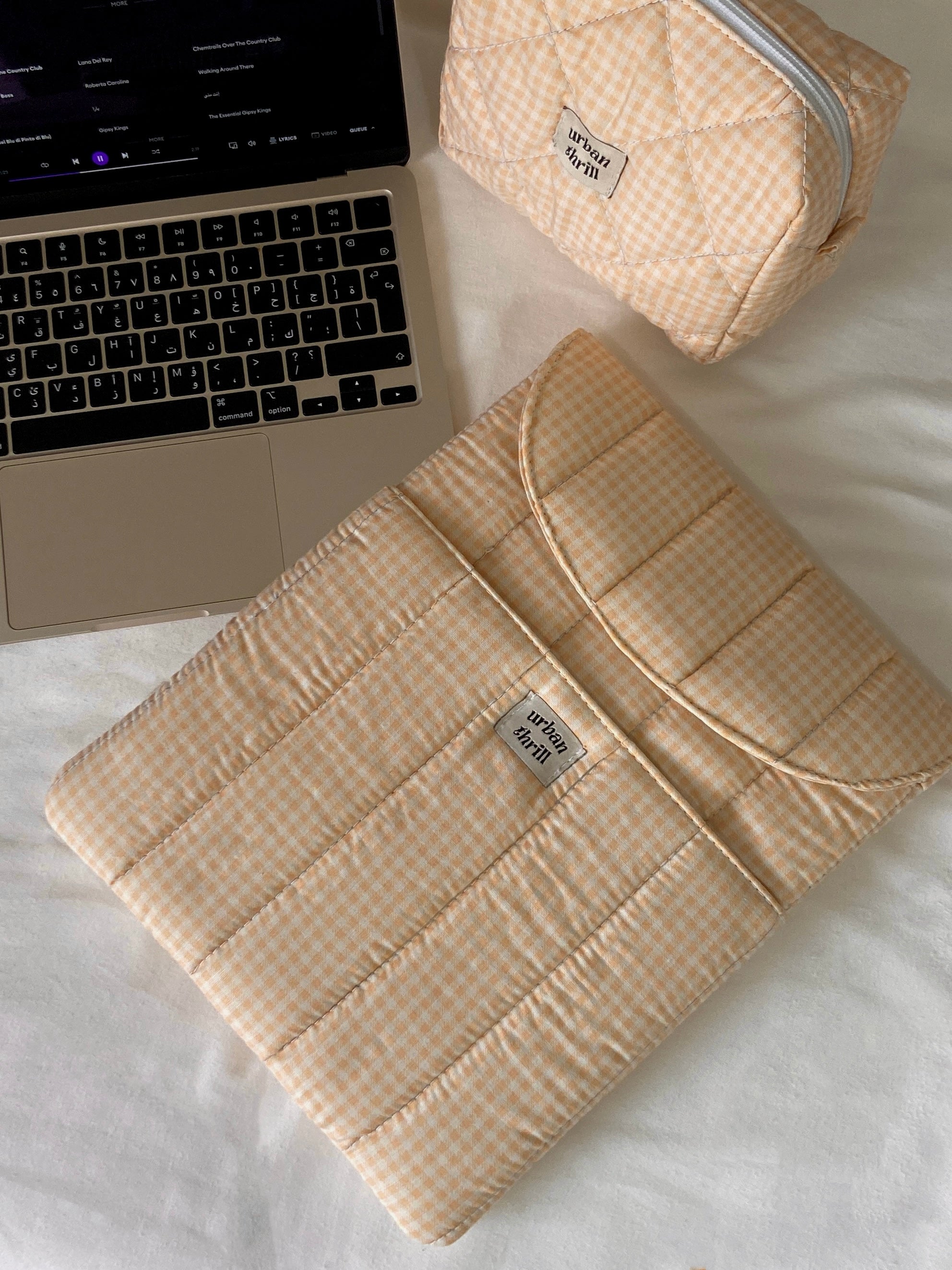 Peach Gingham Laptop Sleeve – URBAN THRILL