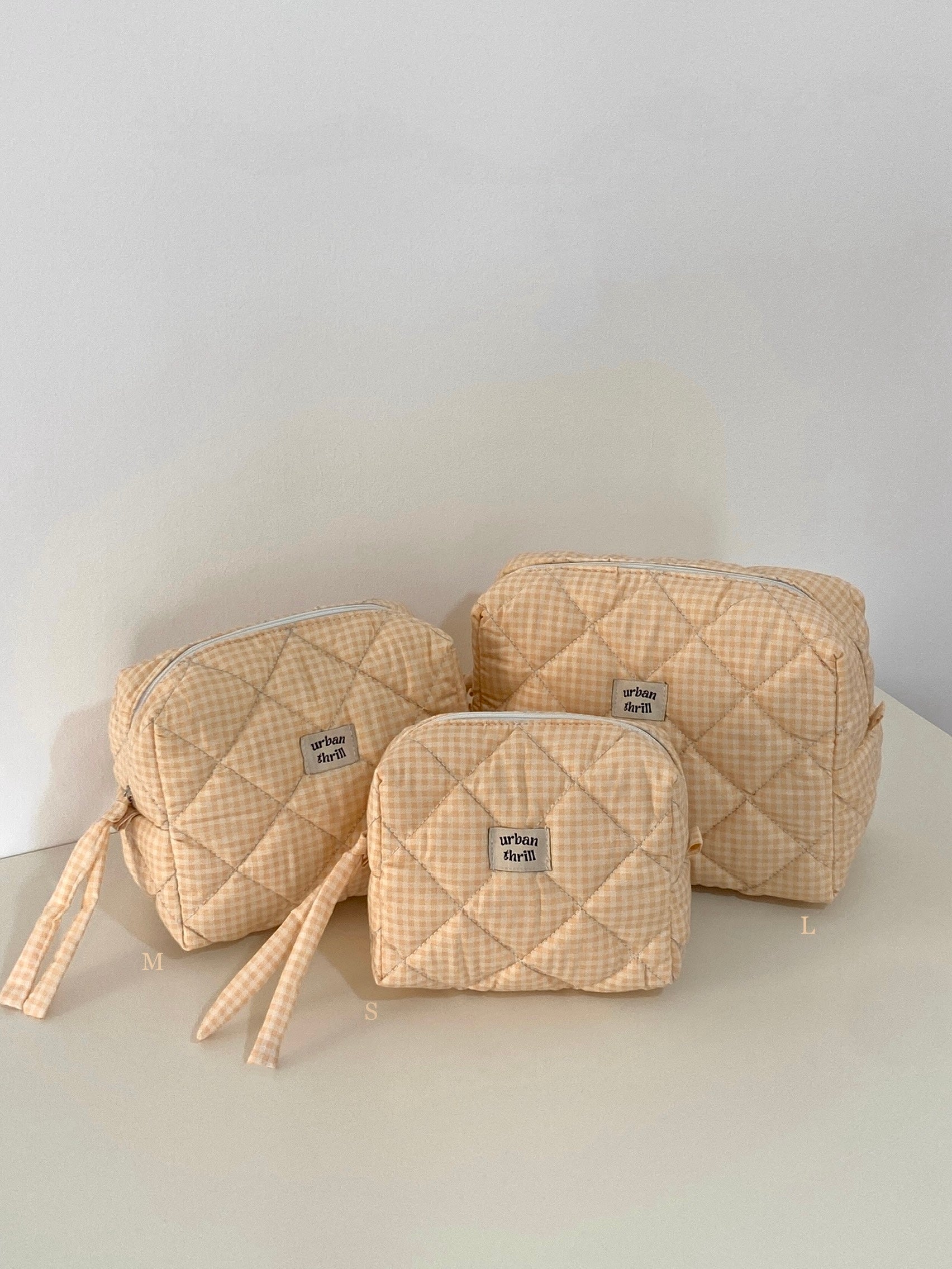 Peach Gingham Cosmetic Pouch – URBAN THRILL